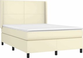 Box spring postel s matrací krémová 140x190 cm umělá kůže 3132377