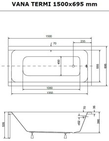 BESCO Obdélníková vana TERMI Nožičky k vaně - S nožičkami, Rozměr vany - 120 × 70 cm - OLVTER12+OLVPINOZ