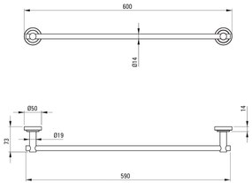 Deante Temisto, 1-řadý věšák na ručník 60cm, chromová, DEA-ADT_0621