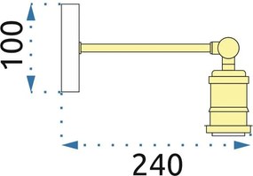 Toolight - nástěnná kovová lampa E27 60W Loft APP618-1W, retro zlatá-černá, OSW-03797