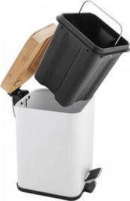 Erga Sido, čtvercový odpadkový koš 3l na postavení, bílá matná-přírodní hnědá, ERG-YKA-CH.SIDO-WHT