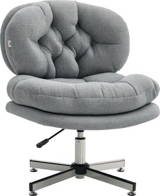 HOMCOM Kancelářská židle bez opěrek, Stolek židle s širokým sedadlem, Ergonomicky nastavitelná otočná židle s látkovým vzhledem, Designové křeslo pro