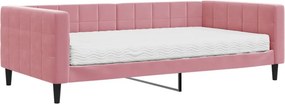 Válenda s matrací růžová 100 x 200 cm samet 3196677