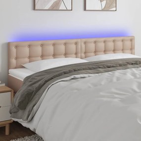 Čelo postele s LED cappuccino 160x5x78/88 cm umělá kůže 3121713