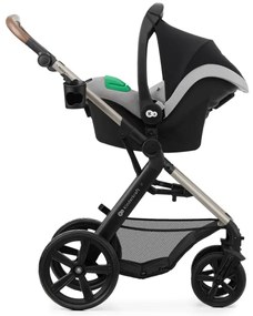 KINDERKRAFT-Kombinovaný kočárek 3v1 MOOV 2 Moonlight grey + autosedačka MINK PRO