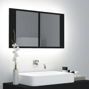 Petromila LED koupelnová skříňka se zrcadlem černá 80 x 12 x 45 cm akryl