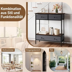 Costway Konzolový stolek se zásuvkami, průmyslový s otevřeným úložným prostorem