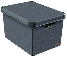 Tmavě šedý úložný box s víkem Curver Art Deco, 22 l