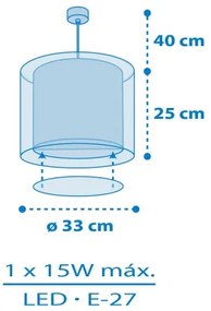 Dalber 40672 - Dětský lustr WORLD 1xE27/15W/230V modrá