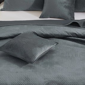 Spod Igły i Nitki Velurový přehoz 140x200 Maya grafitové geometrické kříže I24