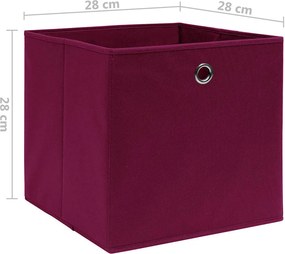Úložné boxy 4 ks netkaná textilie 28 x 28 x 28 cm tmavě červené 325199