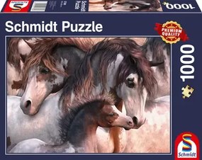 SCHMIDT Puzzle Koně Pinto / 1000 dílků / rozměr 69,3 × 49,3 cm