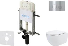 kielle Genesis New - Set předstěnové instalace, klozetu Oudee, Vortex Rimless+, sedátka softclose a tlačítka Gemini New II, lesklý chrom 30502SZ14