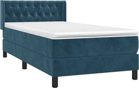 Box spring postel s matrací tmavě modrá 90x200 cm samet 3131121