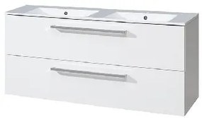 Mereo Bino - Skříňka s dvojumyvadlem 1210x548x460 mm, 2 zásuvky, lesklá bílá CN663