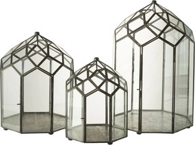 Černý kovový domácí skleník Terrarium - 23*23*30cm