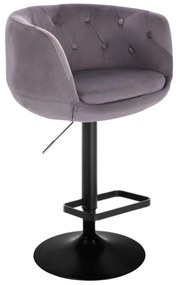 LuxuryForm Barová židle MONTANA VELUR na černém talíři - šedá