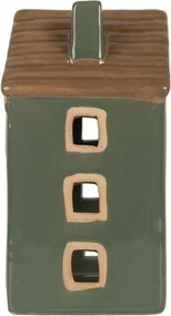 Zelený keramický domek na čajovou svíčku Lamont - 9*8*15 cm