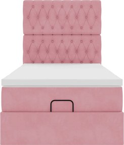Osmanský rám postele s matracemi růžová 80x200cm samet 3313510