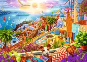 Trefl - Puzzle - Premium Plus Tea Time: Návštěva Santorini / 1000 dílk