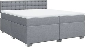 Box spring postel s matrací světle šedá 200 x 200 cm textil 3286009
