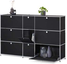 Tchibo - Komoda CN3 s 9 výklopnými dvířky - barva: černá