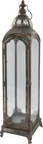 Bronzová antik kovová lucerna se zdobením Marroque – 20*20*81 cm