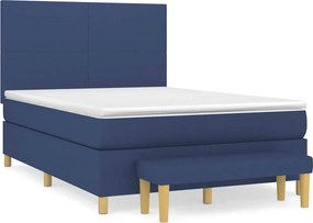 Box spring postel s matrací modrá 140x200 cm textil 3137003