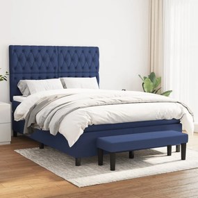 Box spring postel s matrací modrá 140x200 cm textil 3136843
