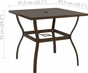 Zahradní stůl hnědý 81,5 x 81,5 x 72 cm ocel 312279