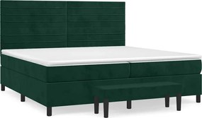 Box spring postel s matrací tmavě zelená 200x200 cm samet 3137926