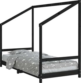 vidaXL Dětská postel 90 x 200 cm masivní borové dřevo [835705] Barva: Černá
