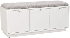ROWICO bílá lavice s úložným prostorem CONFETTI a šedým sedákem 106 cm 103764