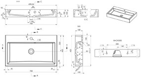 Sapho, ORINOKO umyvadlo 70x42cm, litý mramor, bílá, OR070