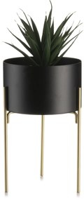 KOVOVÝ KVĚTINÁČ SE STOJÁNEM LOFT 20X13 CM ČERNÁ/ZLATÁ
