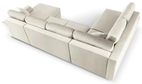 Béžová sametová rozkládací/s úložným prostorem rohová pohovka (levý roh/do "U") Kyoto – Cosmopolitan Design