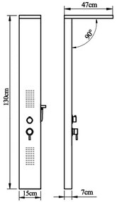 Sprchový panel set z nerezové oceli s čtvercovým designem