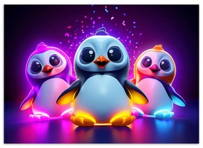 Gario Obraz na plátně Barevné tučňáky Rozměry: 60 x 40 cm