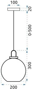 Toolight - Závěsné svítidlo ze skla 1xE27 60W APP442-CP, zlatá, OSW-05633