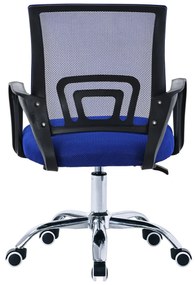 Autronic Kancelářská židle, potah modrá látka MESH a síťovina MESH, výškově nastavitelná, kovový chromovaný kříž