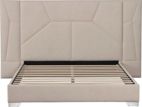 Postel ALTESA 160x200 s roštem a LED osvětlením, béžová Velvet látka Kondela 0000408415