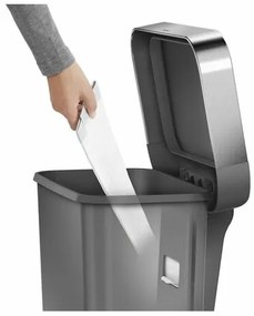 Pedálový odpadkový koš Simplehuman – 45 l, kapsa na sáčky, obdélníkový, šedý plast / nerez