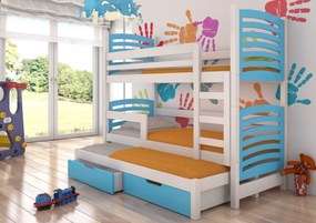 ADRK Furniture Patrová postel pro tři osoby s matracemi SORIA CH-Sor-W+BL-D049