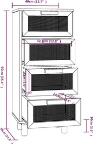 vidaXL Příborník 40x30x90 cm masivní borovice a přírodní ratan [345642] Barva: Bílá