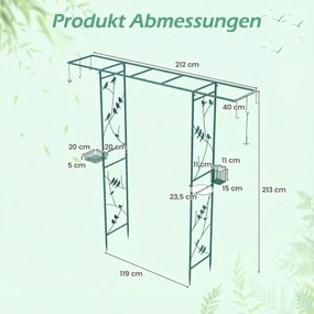 Costway 213 cm altánová krmná stanice robustní zahradní oblouk s miskou na vodu