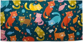 Sablio Ručník Kočky s rybkami - 70x140 cm