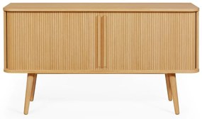 Nízká komoda v dekoru dubu s posuvnými dveřmi v přírodní barvě 138x75 cm Rove – Woodman