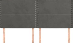 Čelo postele tmavě šedé 200x5x118/128 cm sametové 3116259