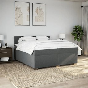 Box spring postel s matrací tmavě šedá 200x200 cm textil 3288296