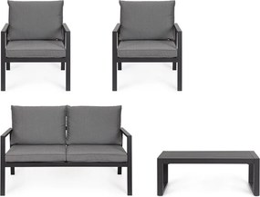 Antracitový hliníkový zahradní lounge set pro 4 Hilde – Bizzotto